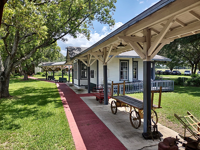 The welcoming facade of Pioneer Florida Museum & Village, where history isn't just preserved&mdash;it's alive and kicking! Those wooden walkways have stories to tell.