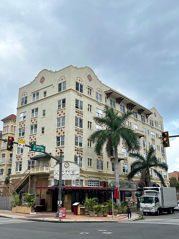 A cream-colored architectural masterpiece standing proudly at Central Avenue, the Ponce de Le&oacute;n Hotel commands attention like a diva who knows her worth.