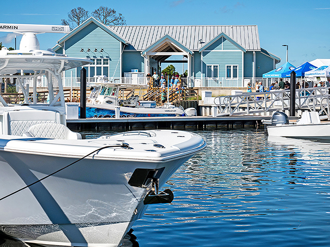 Turquoise waters meet pastel buildings at Port St. Joe's marina &ndash; where boats bob gently and time slows to the rhythm of gentle Gulf waves.