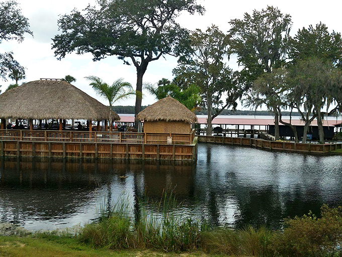 The welcoming entrance to Renegades on the River, where Florida adventure begins and stress dissolves into the St. Johns River.