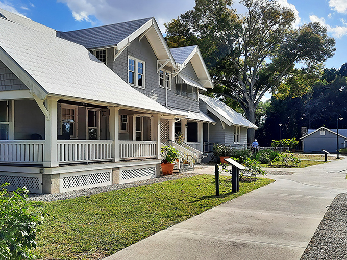 Charming white clapboard cottages with wraparound porches transport visitors to old Florida, where rocking chairs practically beg for company.