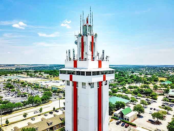 The Citrus Tower: Standing tall against the Florida sky, this white and orange-striped sentinel has watched over Clermont since the 1950s, a retro-futuristic landmark from Florida's citrus heyday.