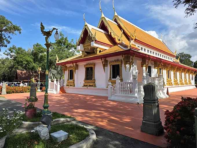 That golden roof against Florida's blue sky creates a visual collision of cultures that somehow works perfectly together.