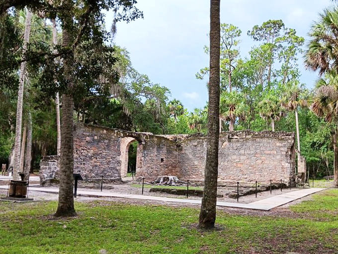 Ancient coquina walls stand defiant against time, their seashell composition proving more durable than most modern construction materials.