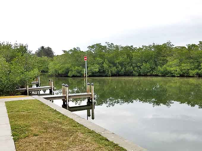 Ainger Creek Park's pristine dock extends an invitation to anglers and daydreamers alike, promising peaceful hours on the water.