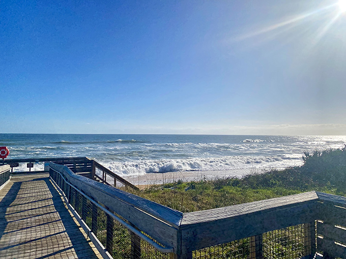 The Atlantic announces itself with dramatic flair. This boardwalk delivers you to the edge of wilderness meets ocean.