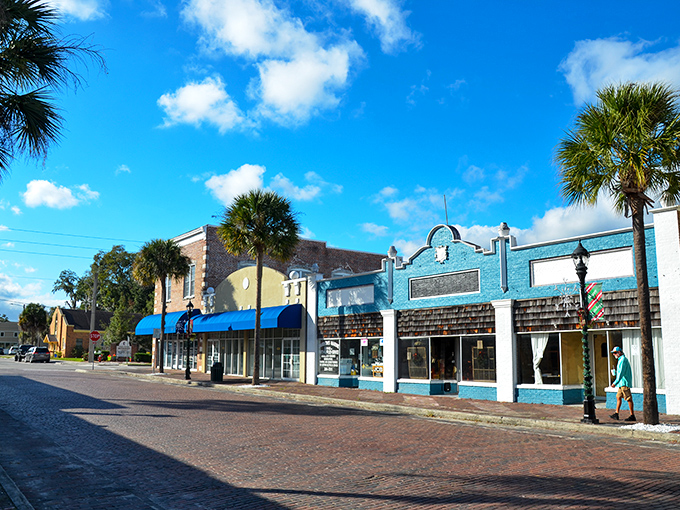 Downtown View: Turquoise storefronts and brick streets create that "time forgot" atmosphere that's increasingly rare in modern Florida.