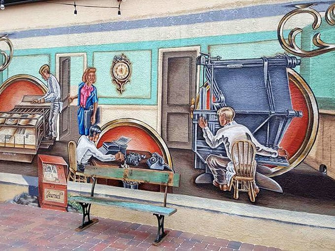 Journalism's golden age captured in meticulous detail, from the careful typesetting to the focused concentration of local news professionals.