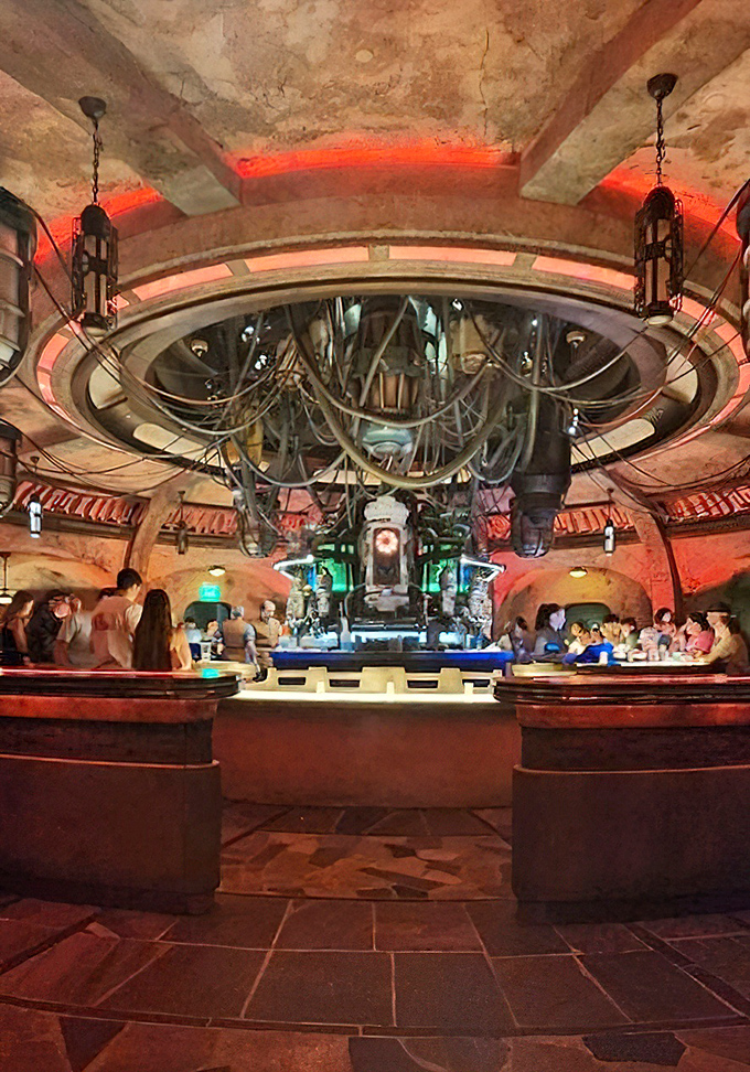 The circular bar creates a communal feeling, as if everyone &ndash; regardless of home planet &ndash; belongs in this corner of the galaxy.