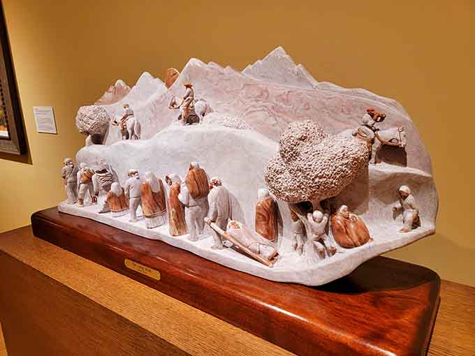 This intricate diorama captures an entire journey in miniature, proving that great things really do come in small packages.