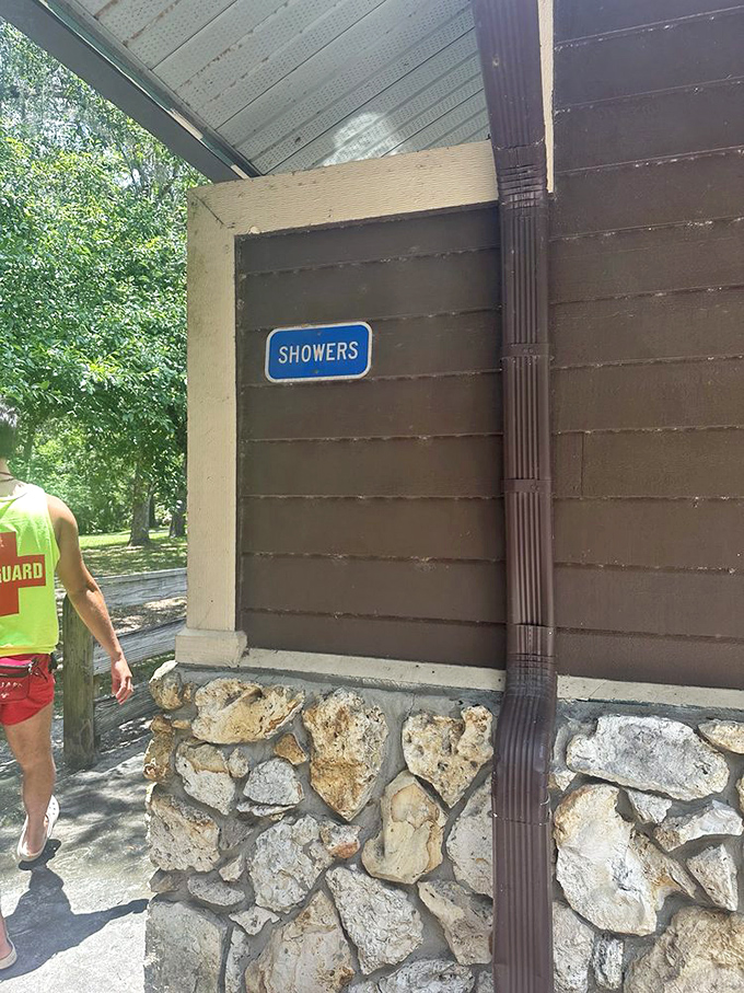 Park shower facilities help wash away the spring water before heading home, sand-free and refreshed.