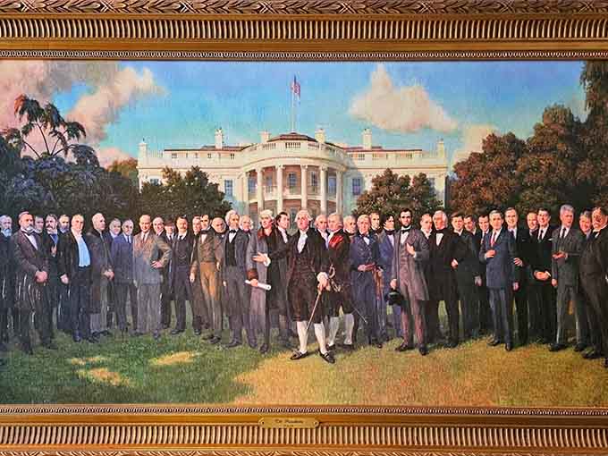 Every president assembled in one painting, like the world's most important and historically significant group photo, minus the awkward smiles and "say cheese" moment.