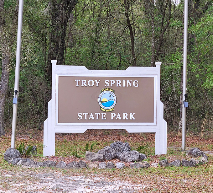 The park entrance sign &ndash; your official invitation to leave behind the world of deadlines and enter nature's stress-free zone.