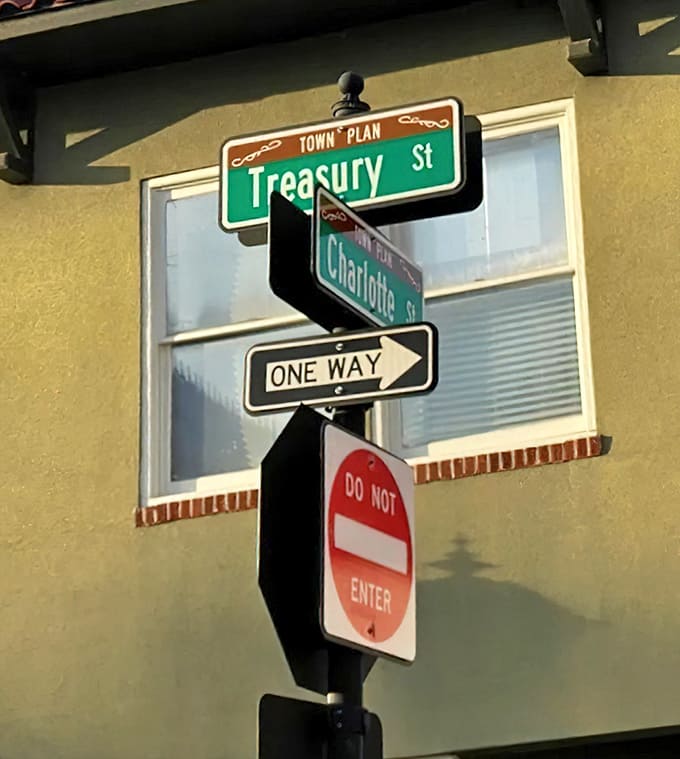 The intersection of Treasury and Charlotte Streets requires traffic control of the pedestrian variety, where right-of-way goes to whoever looks most determined.