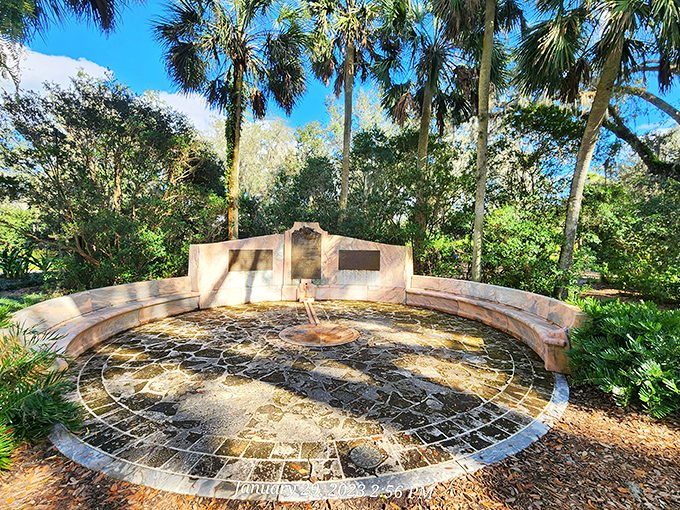 The Exedra sundial marks Florida's highest point &ndash; a whopping 298 feet above sea level, practically requiring oxygen masks for Floridians.