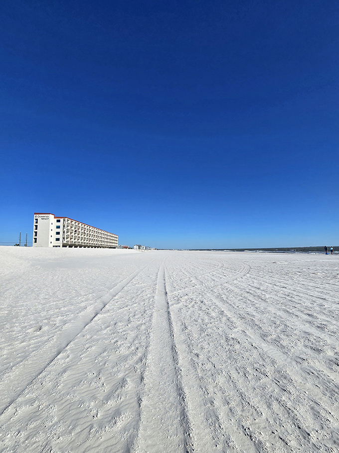 Sugar-white sand stretches for miles, so pristine it squeaks beneath your feet like freshly fallen snow.