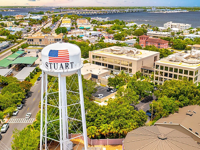 Tower sentinel! Stuart's iconic landmark proudly announces this "Sailfish Capital" to boats and passing cars.