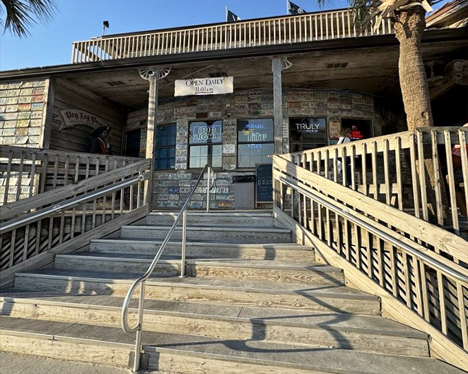 The restaurant's entrance features dollar bills and license plates from visitors who've discovered this Gulf Coast treasure.
