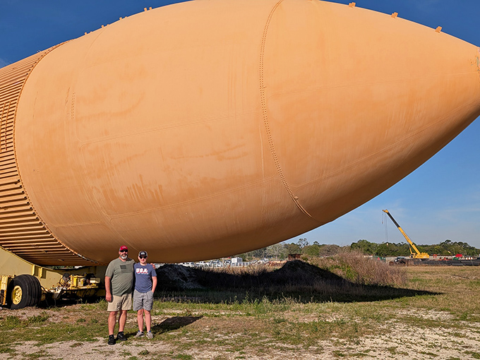 Size matters! Standing next to this massive space relic gives new meaning to the phrase "it looked smaller on TV."