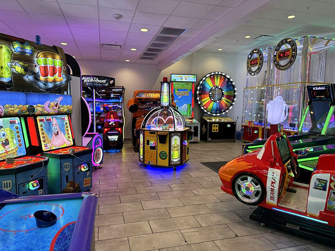 The arcade area &ndash; where parents' quarters disappear faster than a 20-piece McNugget box at a teenage sleepover.