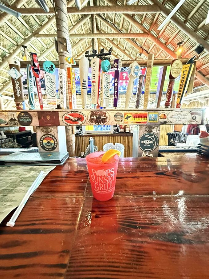 A tiki bar that could make Ernest Hemingway settle his tab and stay awhile &ndash; beer taps standing at attention like tropical soldiers.