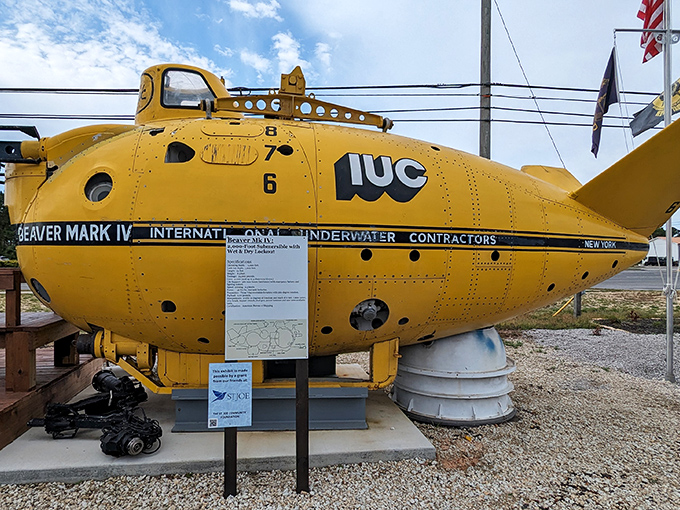 This bright yellow Beaver Mark IV submersible looks like a cartoon character but performed serious underwater construction work &ndash; proving function can have a sense of humor.