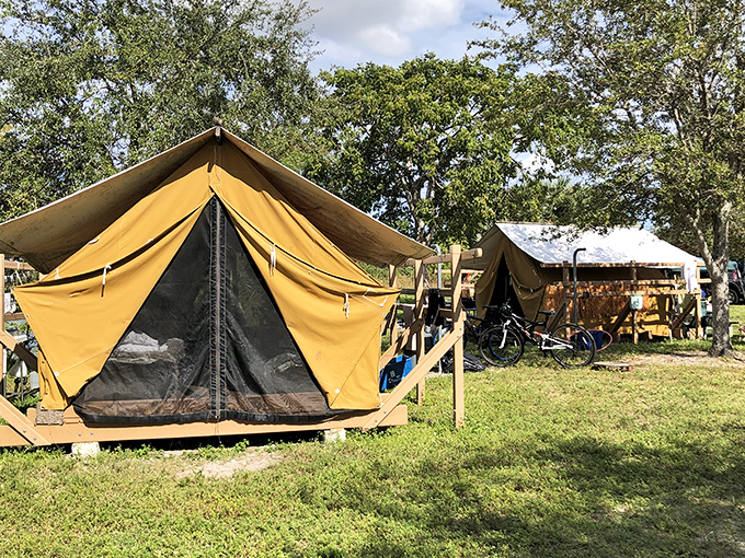 "Glamping" Florida-style with the park's Rent-A-Tent program &ndash; all the Instagram cred of camping with significantly less hassle.