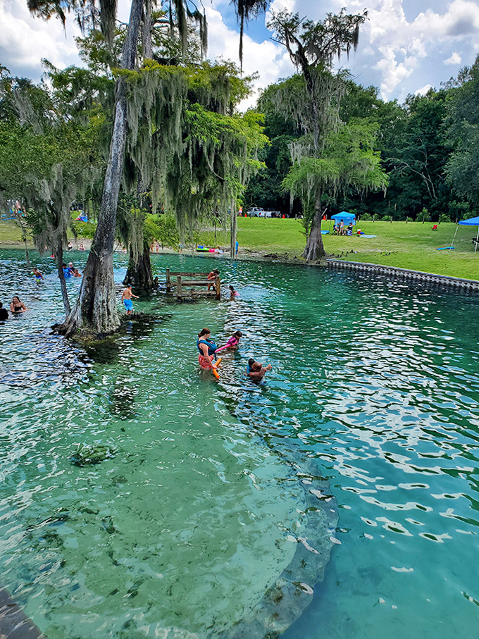 Children splash in nature's playground, creating the kind of summer memories that last long after sunburns fade.