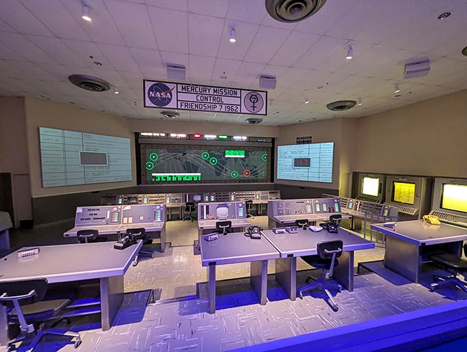The Mercury Mission Control Center recreation shows where early space pioneers guided America's first steps into the cosmos.