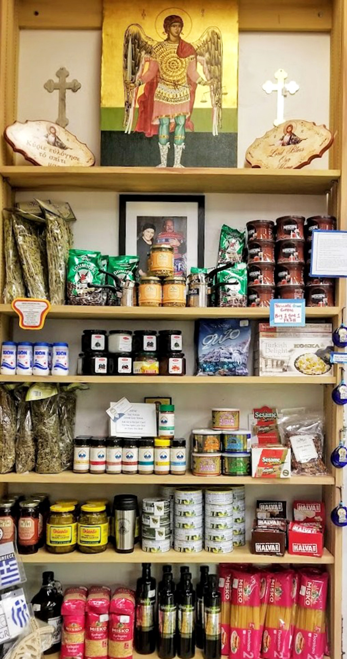 This isn't just a gift shop &ndash; it's a Greek culinary embassy where olive oil and honey become delicious diplomats of Mediterranean culture.