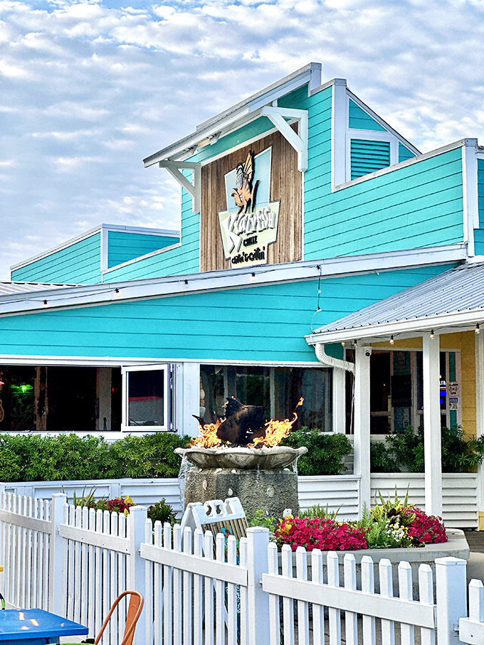 Vibrant turquoise welcomes hungry visitors to this local favorite where seafood is prepared with both respect and creative flair.