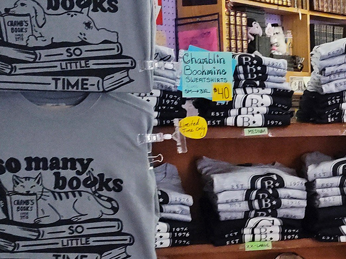 Chamblin's iconic t-shirts speak truth to power: "So many books, so little time" &ndash; the official motto of bibliophiles everywhere.