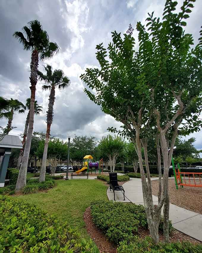 Mature trees and thoughtful landscaping create a tropical oasis that reminds you why Florida is called the Sunshine State.
