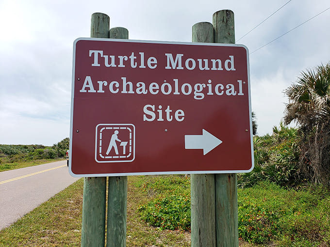 The archaeological site sign points the way to a genuine time machine, no flux capacitor required, just comfortable shoes and curiosity.