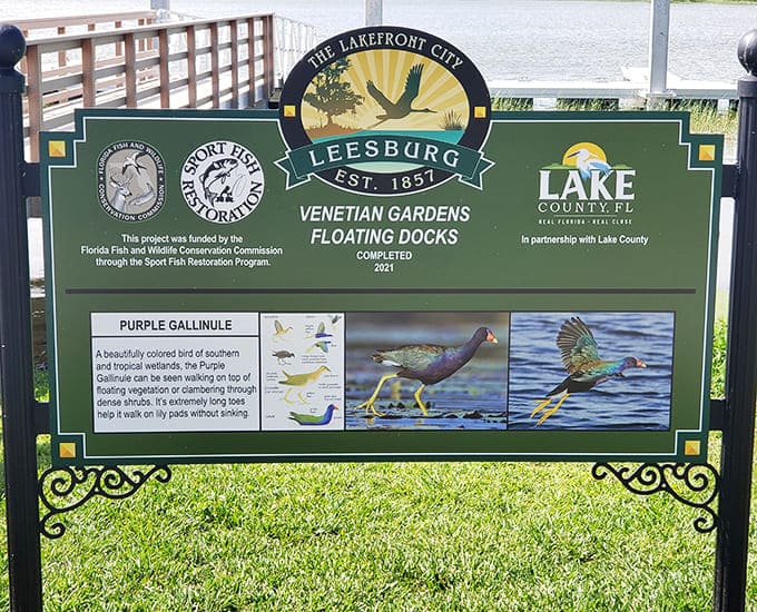 Educational signs teach you about local wildlife, so you can sound smart when pointing at birds to your friends.