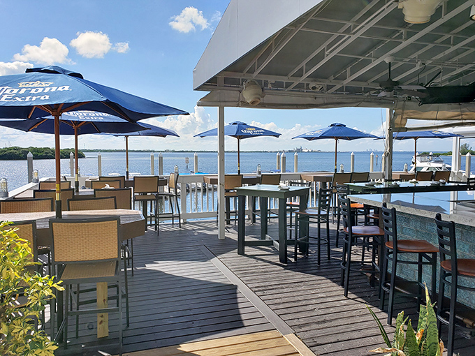 Waterfront dining that makes you question every life decision that didn't lead to owning a boat docked at this very marina.