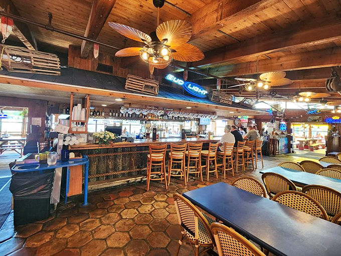 The bar area serves up liquid refreshment with a side of Florida charm &ndash; where regulars and tourists mingle like old friends.