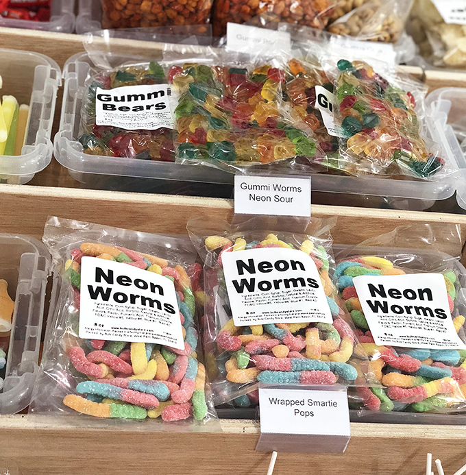 Gummy bear habitat: Colorful bears in their natural environment, waiting to be adopted by sweet-toothed visitors.