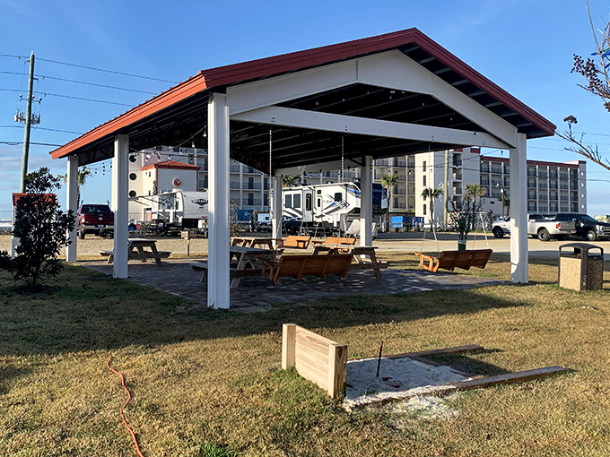 This community pavilion isn't just a structure &ndash; it's where memories are made, between bites of picnic sandwiches and stories of the one that got away.