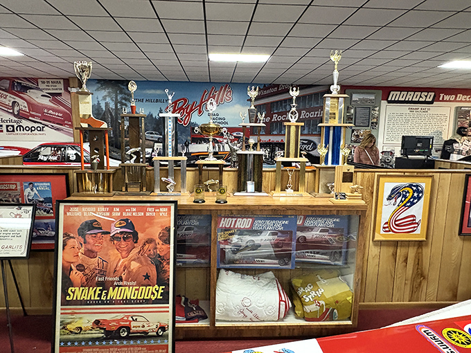Victory's hardware sits proudly displayed &ndash; each trophy and poster a chapter in the adrenaline-soaked story of drag racing.