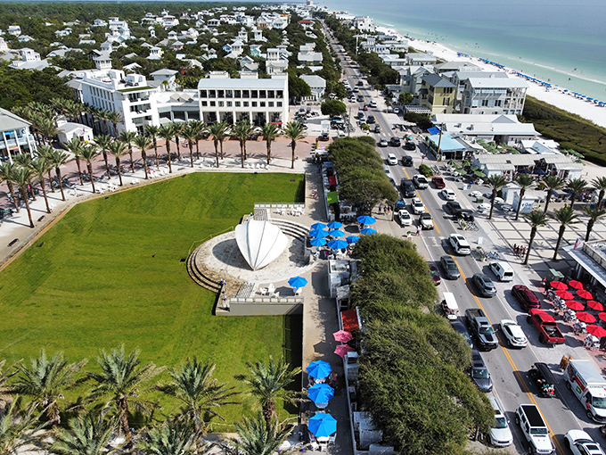 Seaside's carefully planned community features manicured green spaces and distinctive architecture just steps from the Gulf of Mexico.