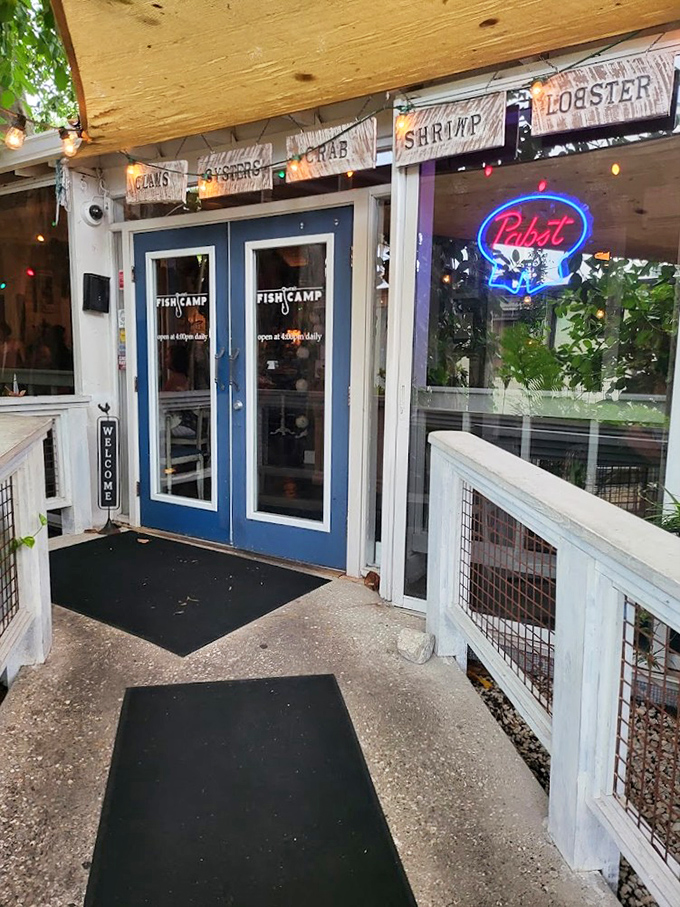 Owen's Fish Camp's tiny wooden building tucked among lush greenery feels like discovering Old Florida in downtown Sarasota.