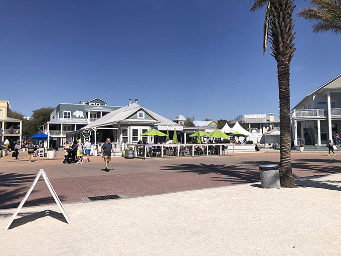 The town center creates a pedestrian-friendly environment with shops, restaurants and gathering spaces designed for community interaction.