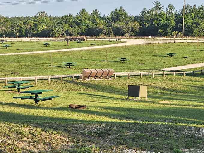The outdoor shooting range provides a designated space for target practice, because responsible recreation means knowing where certain activities belong.
