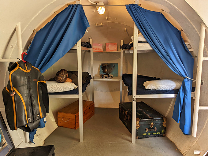 These spartan living quarters inside an underwater habitat show how aquanauts lived beneath the waves &ndash; trading comfort for scientific discovery and really pruney skin.