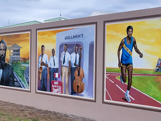 Gollman's musicians play a silent symphony of cultural heritage, their painted instruments forever poised mid-note.