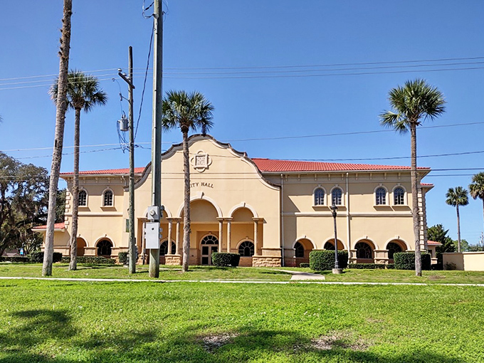 The Spanish-influenced City Hall building speaks of civic pride, with palm sentinels standing guard over this architectural gem.