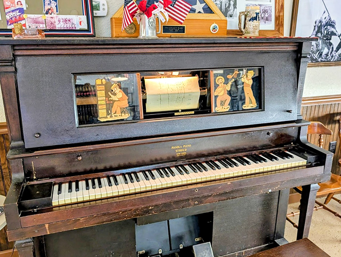 This antique piano has keys that once filled the air with music, back when entertainment meant making it yourself.