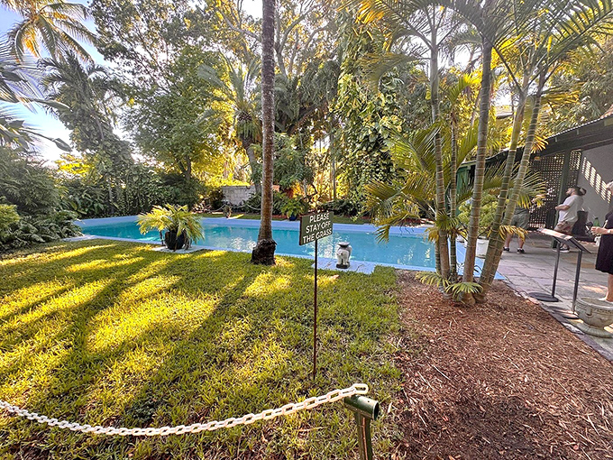 "Please don't swim" signs protect the historic waters where Hemingway eventually made peace with Pauline's extravagant vision.