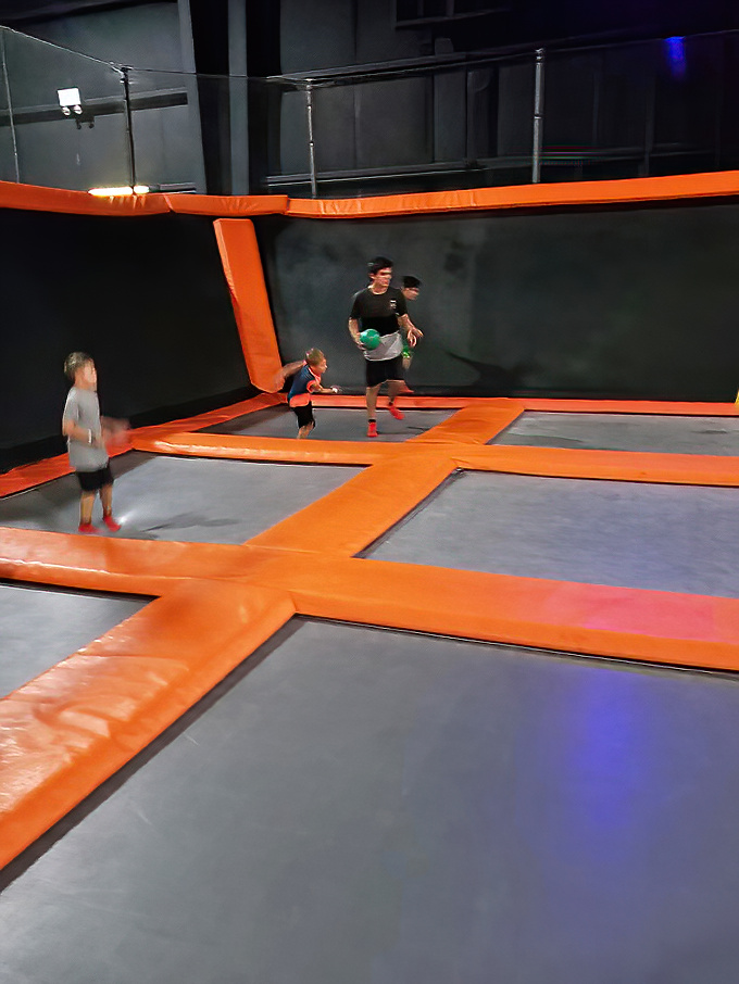 Trampoline courts add another dimension to the bouncing experience, where even simple jumps become gravity-defying feats.
